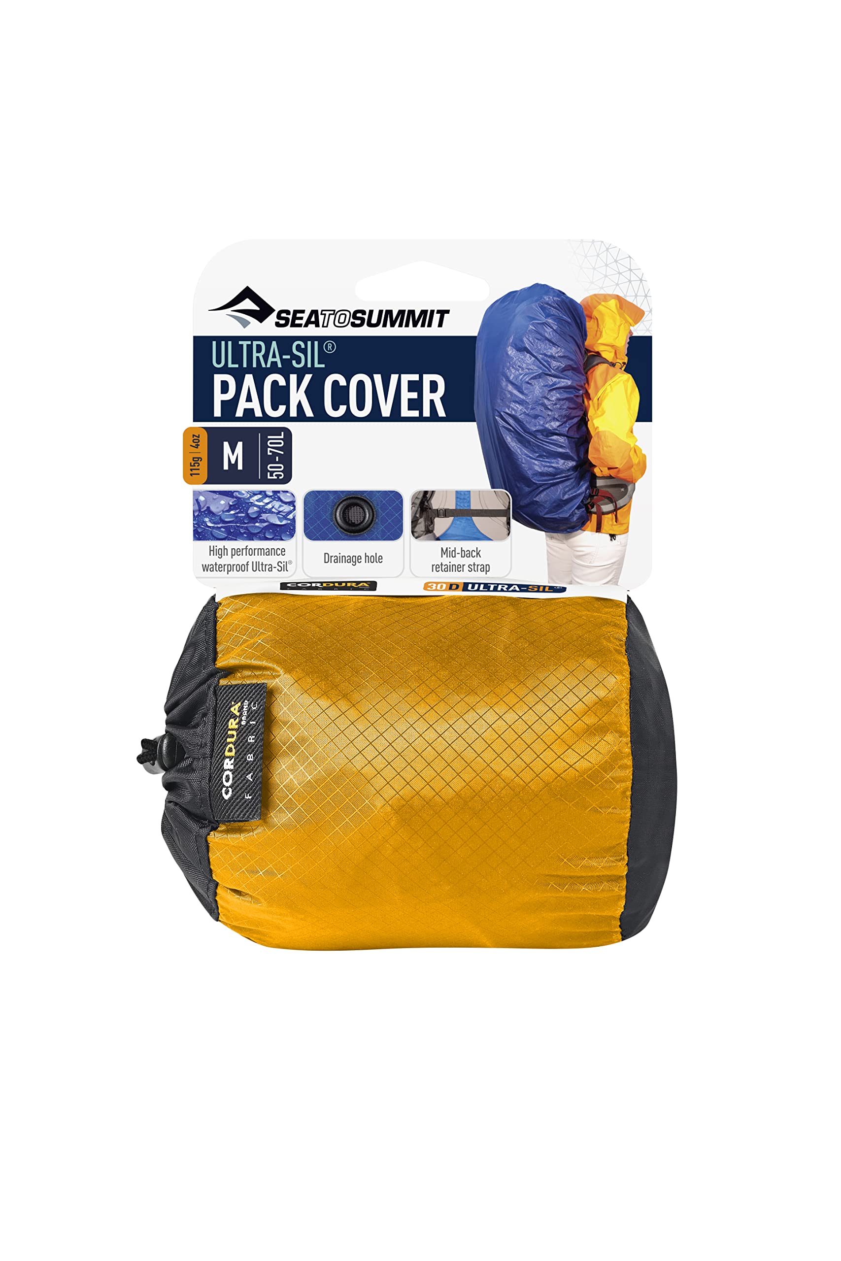 Sea to Summit SN240 Ultra-Light Siliconized Cordura Pack Cover,Yellow Gold,Medium