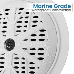 Pyle 4 Inch Dual Marine Speakers - Waterproof and Weather Resistant Outdoor Audio Stereo Sound System with Polypropylene Cone, Cloth Surround and Low Profile Design - 1 Pair - PLMR41W (White)