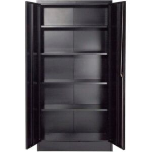 Global Industrial Unassembled Steel Storage Cabinet Recessed Handle, 36" W x 18" D x 72" H, Black