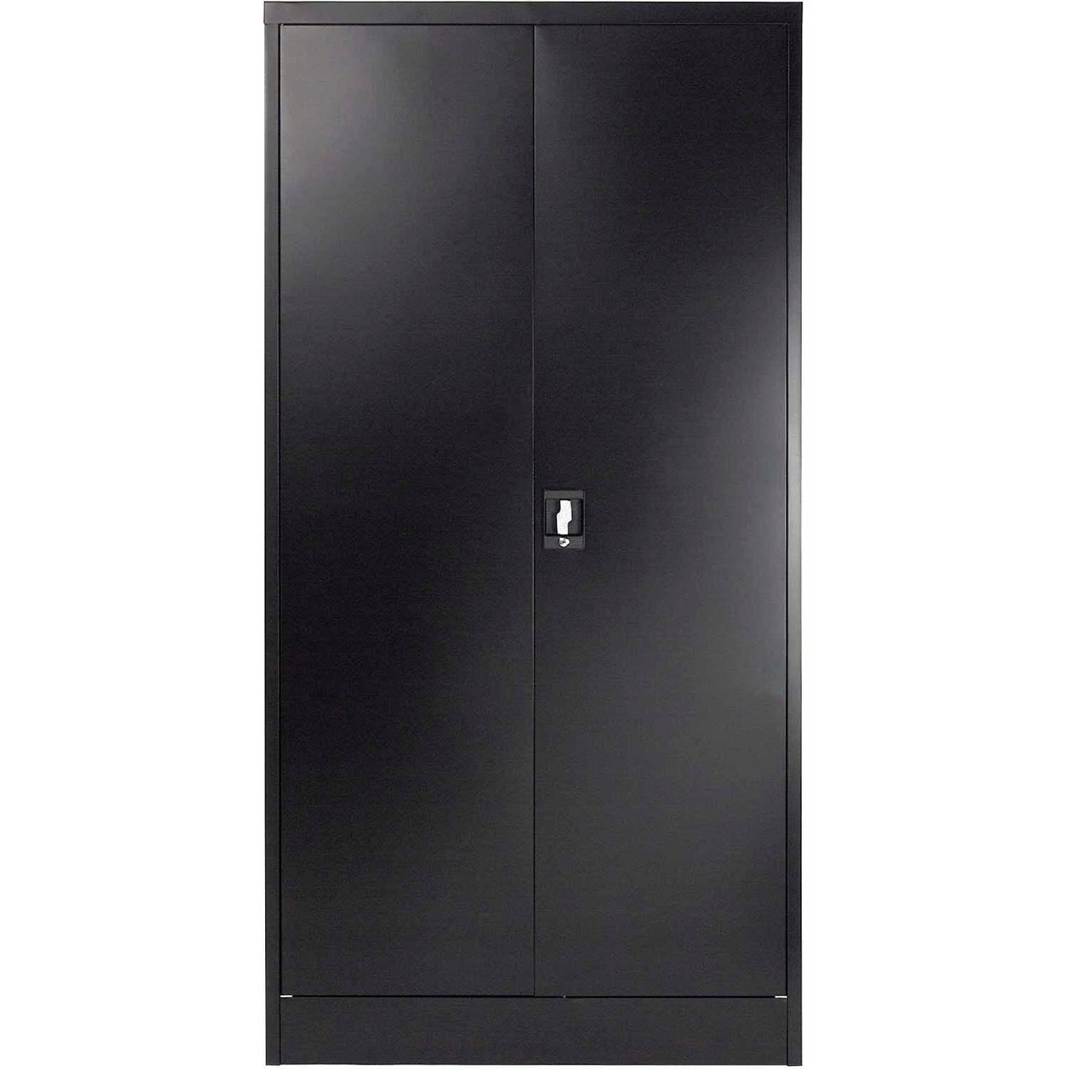 Global Industrial Unassembled Steel Storage Cabinet Recessed Handle, 36" W x 18" D x 72" H, Black