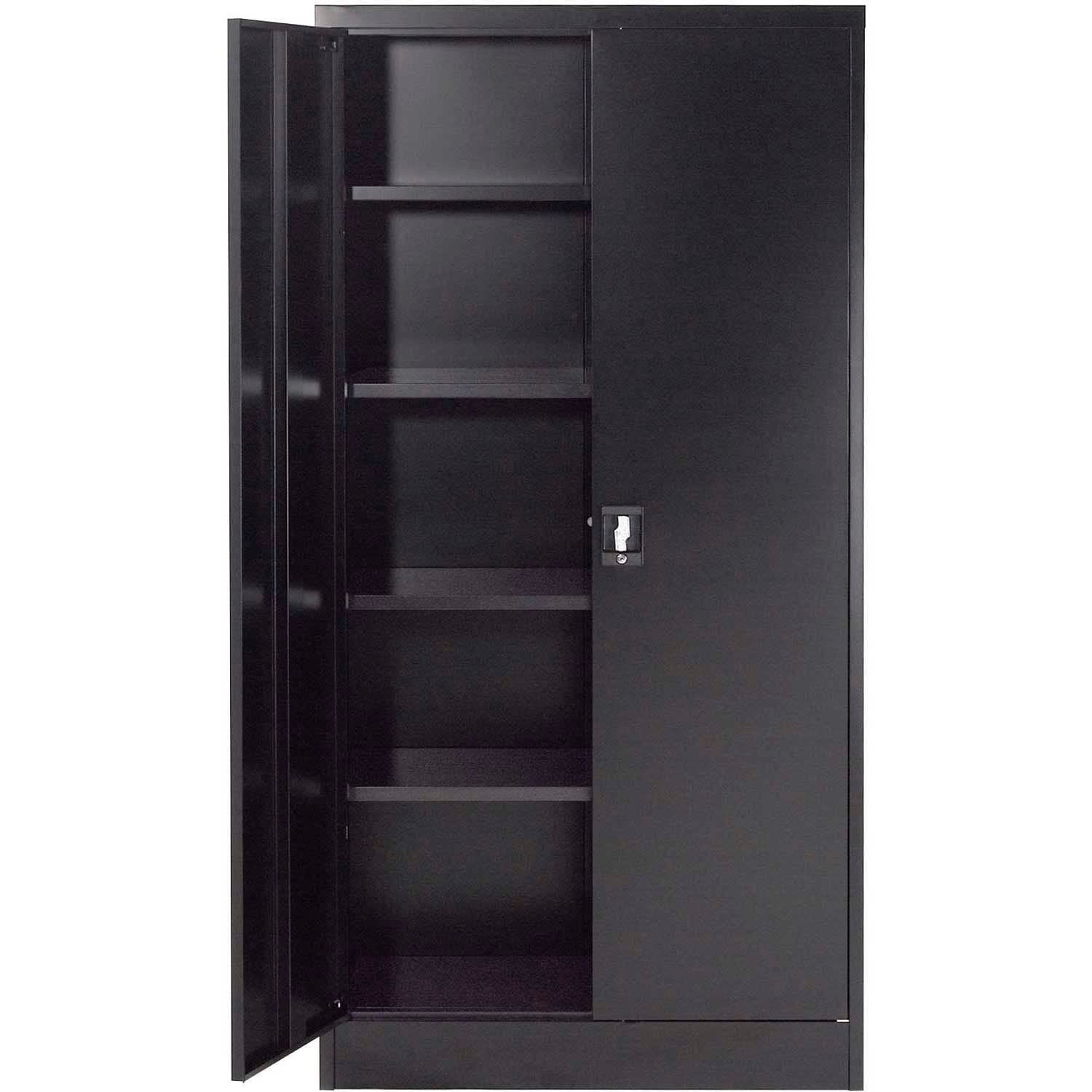 Global Industrial Unassembled Steel Storage Cabinet Recessed Handle, 36" W x 18" D x 72" H, Black