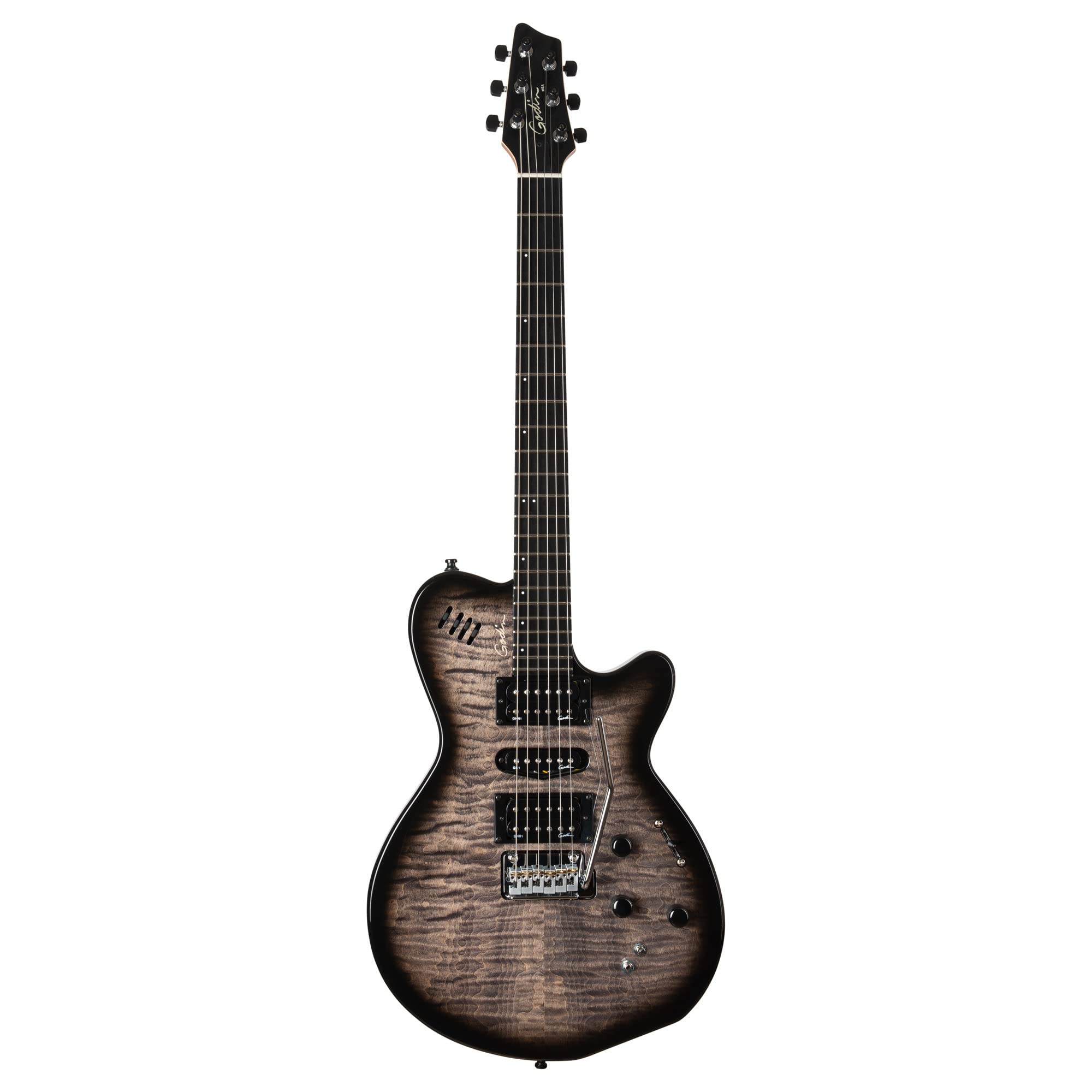 Godin XTSA Solid Body 3-Voice Electric Guitar (Trans Black)