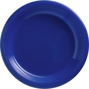 amscan royal blue, big party pack, round plastic plates 10.25", 50 per pack