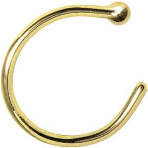 body candy solid 18k yellow gold nose stud hoop 20 gauge 3/8"