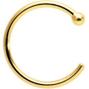 body candy unisex adult solid 18k yellow gold nose stud hoop 20 gauge 5/16" body piercing