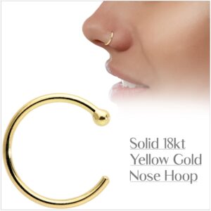 Body Candy Unisex Adult Solid 18k Yellow Gold Nose Stud Hoop 20 Gauge 5/16" Body Piercing