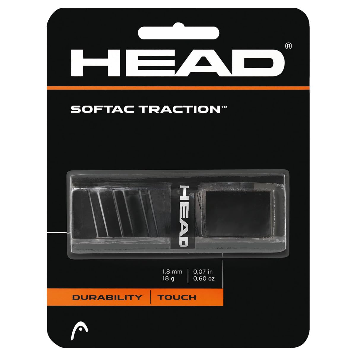 HEAD SofTac Traction Tennis Racket Replacement Grip - Tacky Racquet Handle Grip Tape - Black