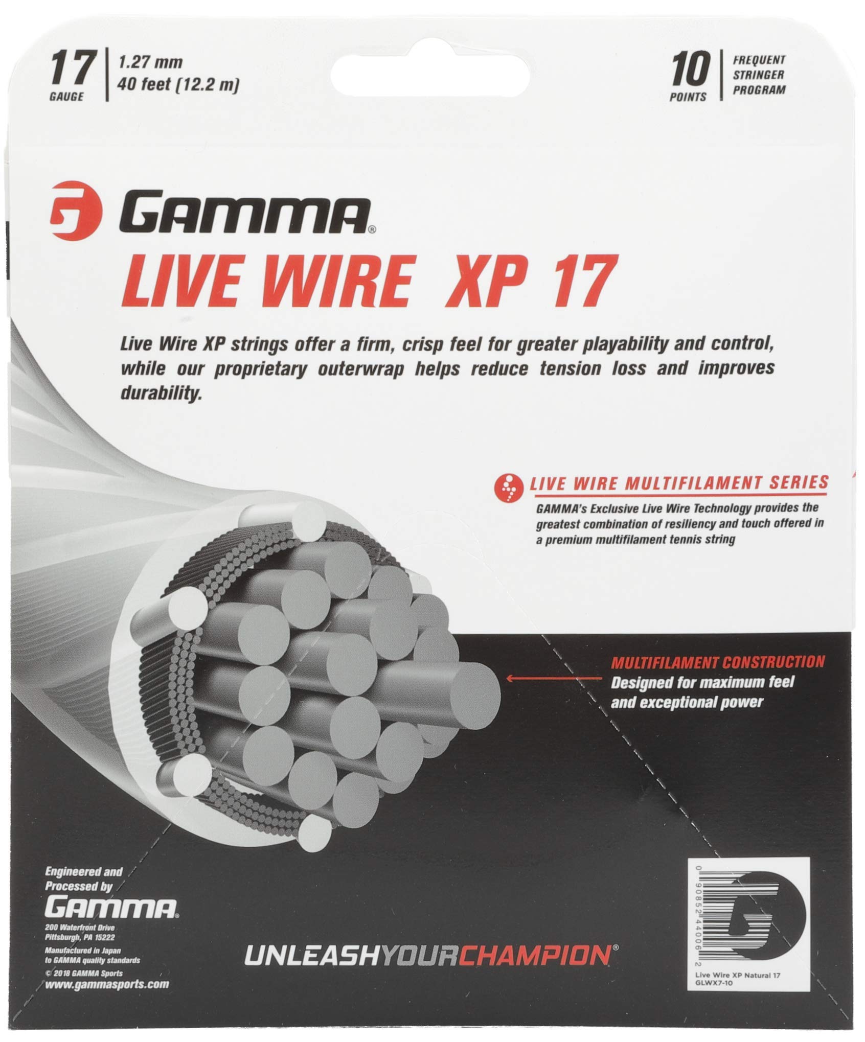 Gamma Live Wire XP 17G Tennis String, Natural