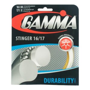 gamma stinger tennis string, gold/white , 16g (22 feet)/17g (20 feet)