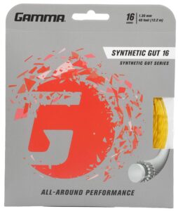 gamma synthetic gut 16g tennis string, gold