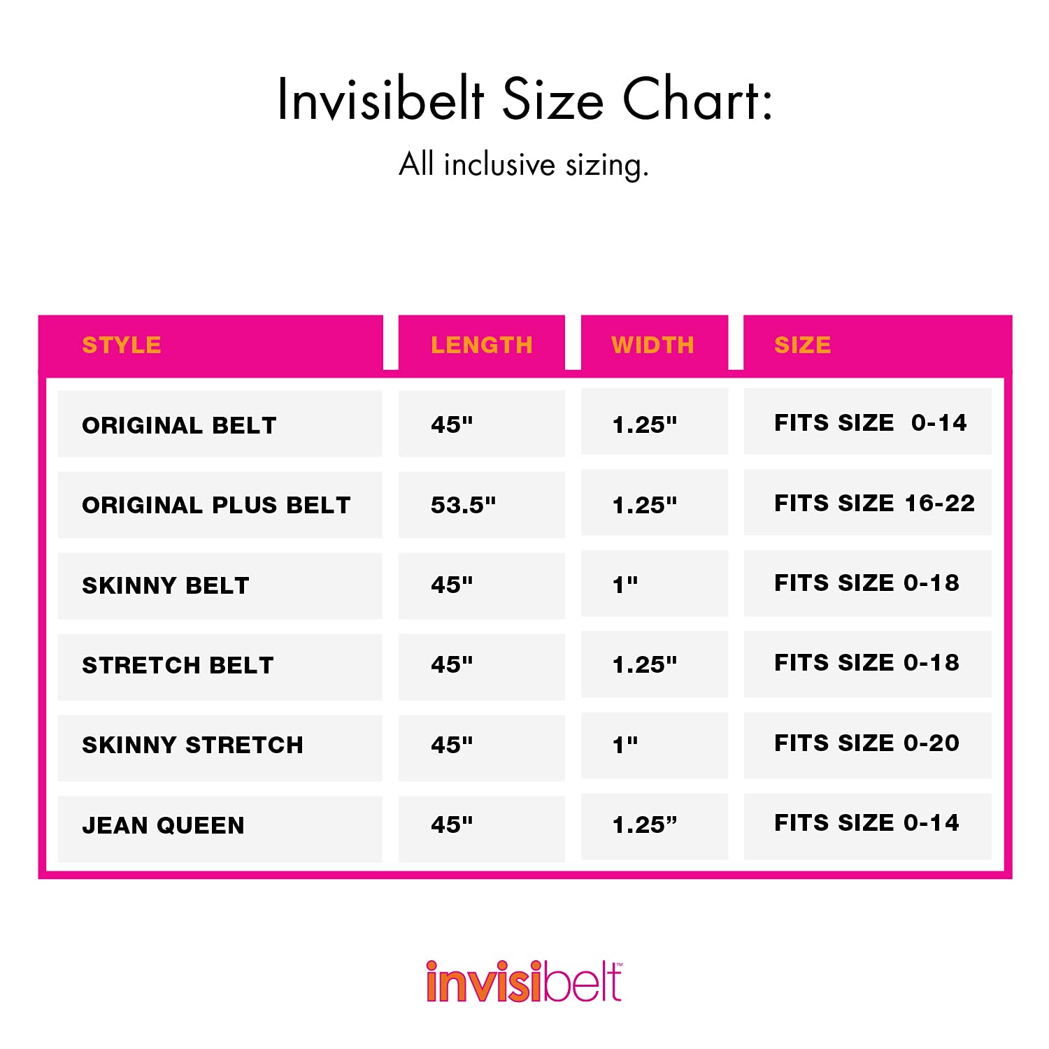 Invisibelt Original Lay Flat Women's Belt - All Belt No Bulk, Curvy, Clear