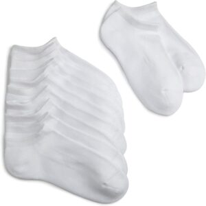 jefferies socks big boys' seamless toe athletic low cut 6-pack, white, 7-8