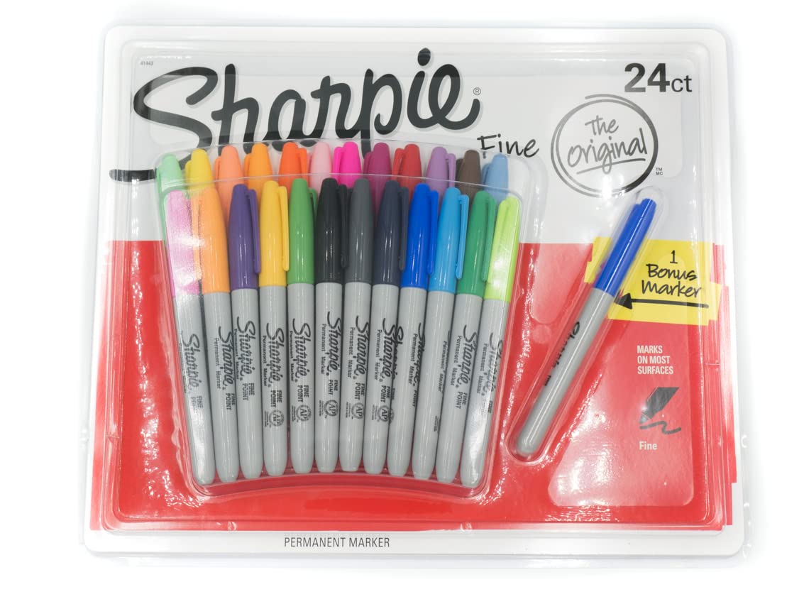 Sharpie Mixed Colours Permanent Marker Pens 24 Pack + 1 Free Marker