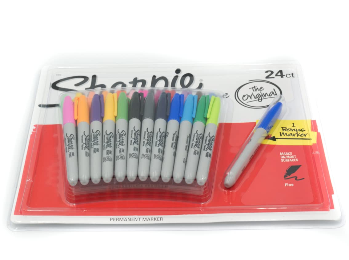 Sharpie Mixed Colours Permanent Marker Pens 24 Pack + 1 Free Marker