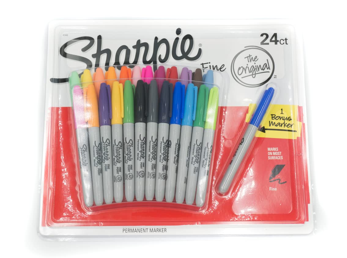 Sharpie Mixed Colours Permanent Marker Pens 24 Pack + 1 Free Marker