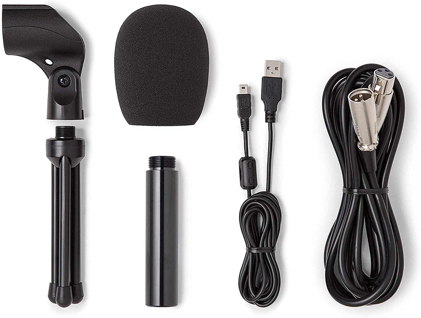 Samson Technologies Q2U USB/XLR Dynamic Microphone Recording and Podcasting Pack (Includes Mic Clip, Desktop Stand, Windscreen and Cables), Silver