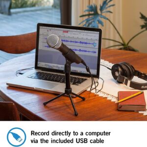 Samson Technologies Q2U USB/XLR Dynamic Microphone Recording and Podcasting Pack (Includes Mic Clip, Desktop Stand, Windscreen and Cables), Silver