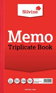 silvine triplicate memo book - numbered 1-100 with index sheet (210 x 127mm)