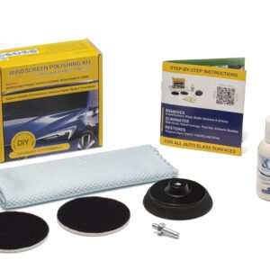 Glass Polish 21005 DIY Windscreen Polishing Kit for Automotive Glass Polishing - Ø 3 inch with Drill Attachment