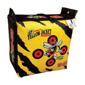 morrell yellow jacket yj-425 outdoor portable adult field point archery bag target with 2 shooting sides, 10 bullseyes, and carry handle, yellow