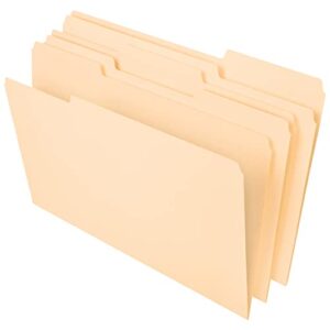 Office Depot File Folders, 1/3 Cut, Legal Size, 30% Recycled, Manila, Pack of 100, 810846