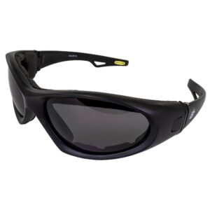 birdz eyewear gull jet ski watersport floating goggles interchangeable between goggles and sunglasses black frame with smoke mirror lens