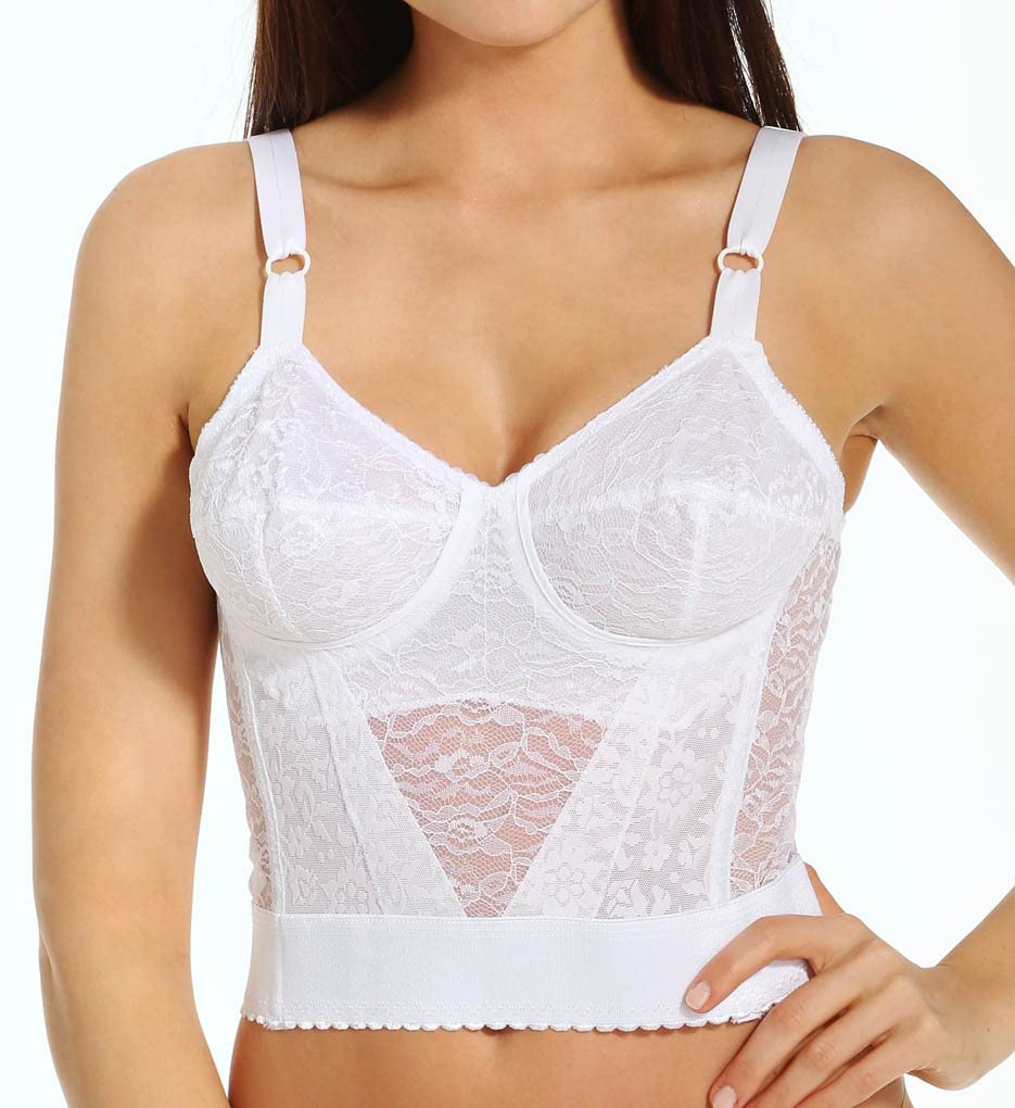 Rago Style 2202 - Long Line “Expandable Cup” Bra, 40D, White