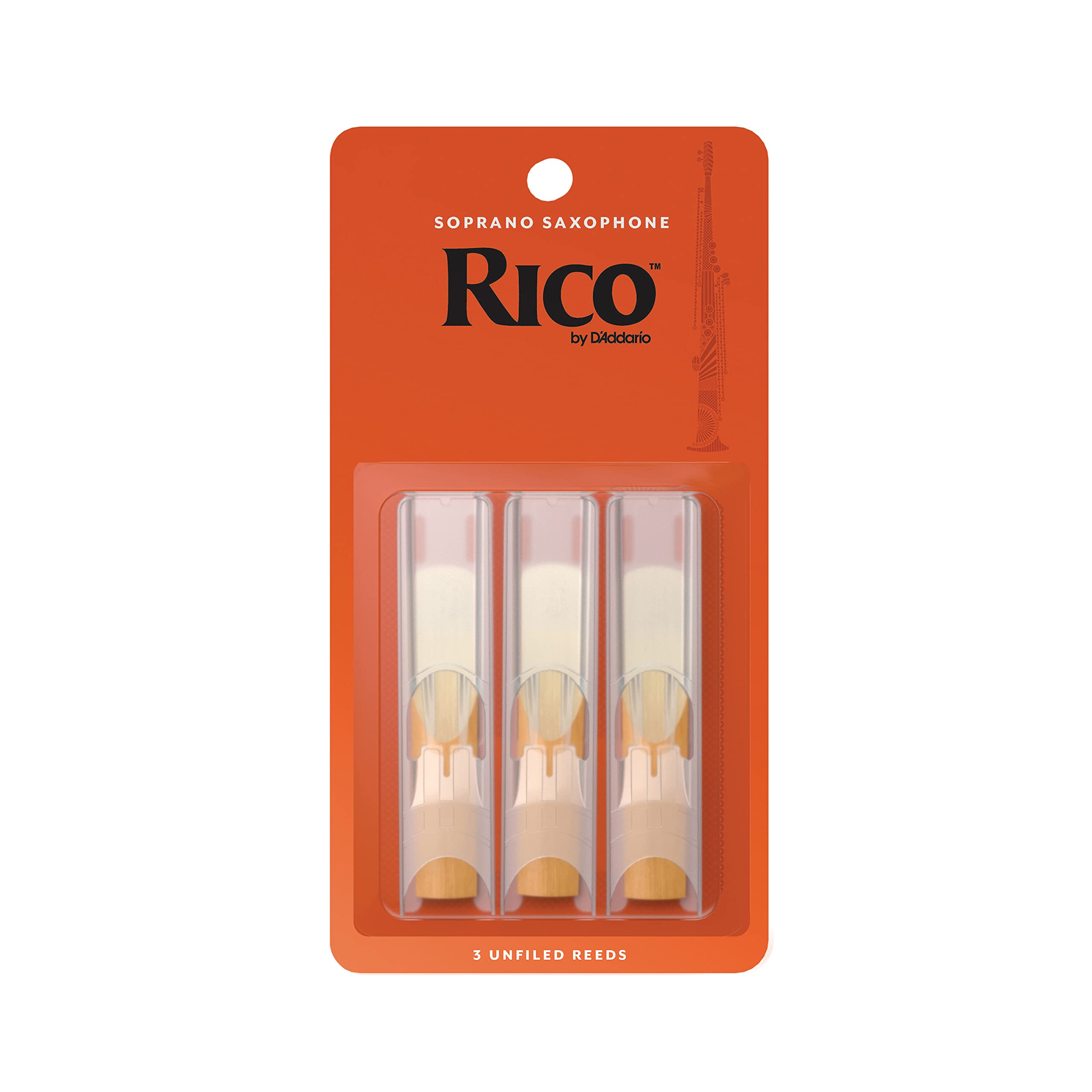 D’Addario Woodwinds - Rico Soprano Sax Reeds - Soprano Saxophone Reeds - Soprano Reeds Crafted for Beginners, Students, Educators - Strength 2.5, 3-Pack