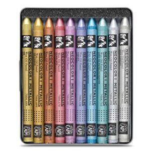 Neocolor I Water-Resistant Wax Pastels, 10 Metallic Colors