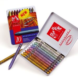 Neocolor I Water-Resistant Wax Pastels, 10 Metallic Colors