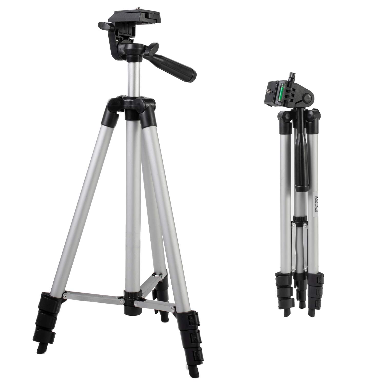 Zeikos 50" Inch Aluminum Camera Tripod, Lightweight with Bubble Level Indicator + Free MiracleFiber Microfiber Cleaning Cloth and Carrying Bag