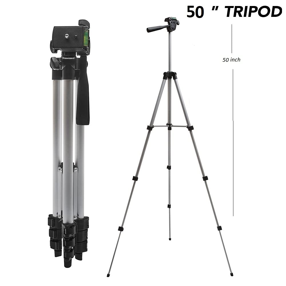 Zeikos 50" Inch Aluminum Camera Tripod, Lightweight with Bubble Level Indicator + Free MiracleFiber Microfiber Cleaning Cloth and Carrying Bag