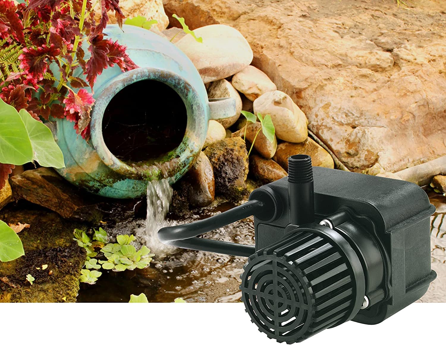 Little Giant PE-2F-PW 115 Volt, 1/40 HP, 300 GPH Submersible Direct Drive Pump for Small Ponds or Fountains with 15-Ft. Cord, Black, 566611