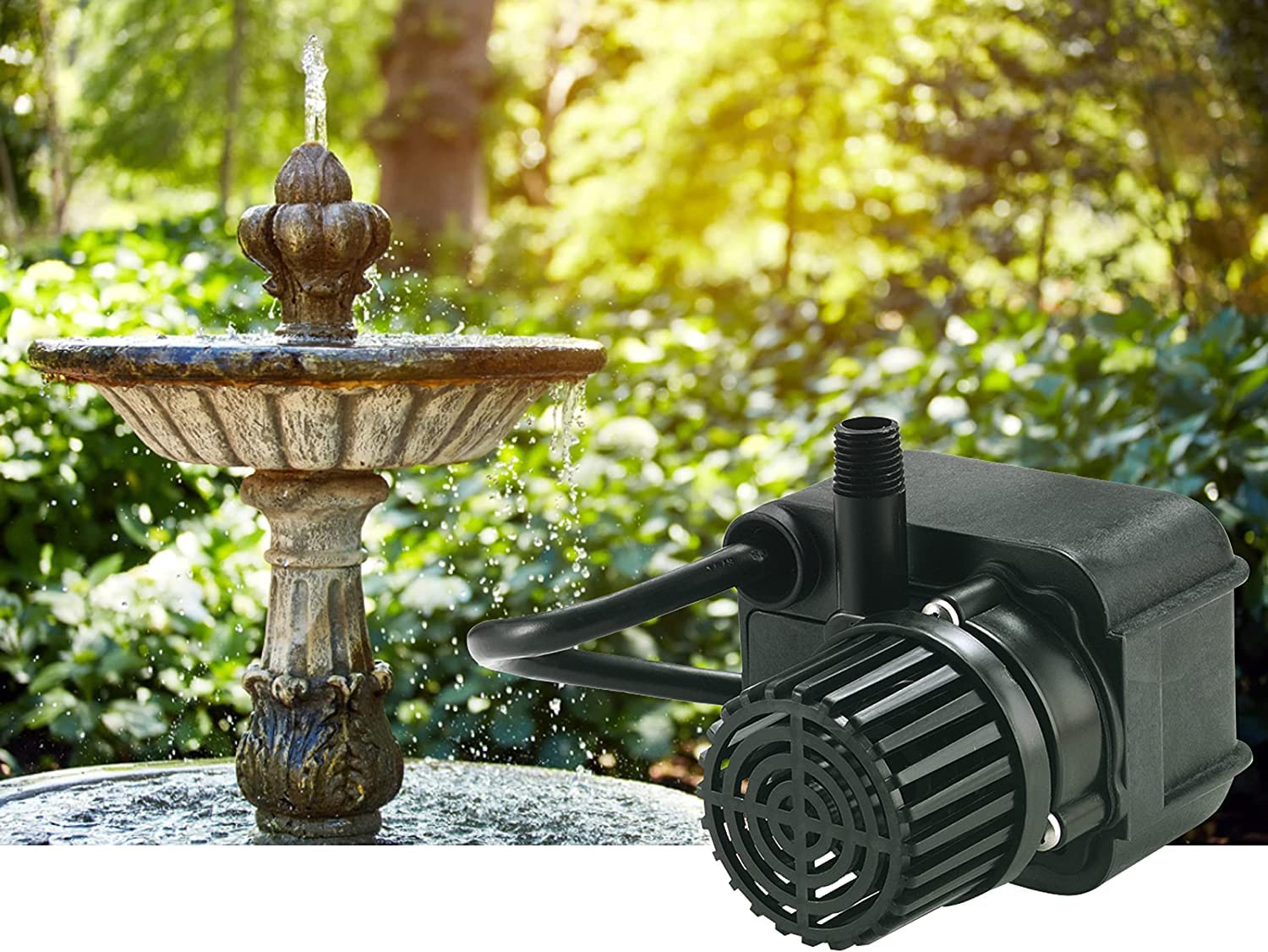 Little Giant PE-2F-PW 115 Volt, 1/40 HP, 300 GPH Submersible Direct Drive Pump for Small Ponds or Fountains with 15-Ft. Cord, Black, 566611