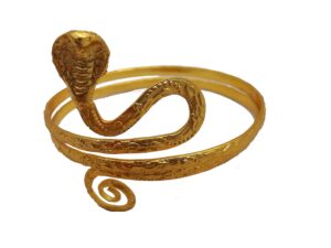 gold tone metal upper arm snake bracelet adjustable