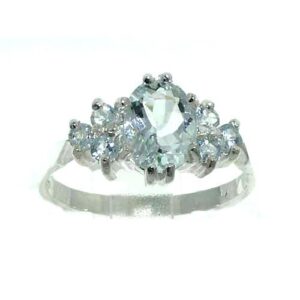 letsbuygold 925 sterling silver natural aquamarine womens promise ring - size 11.5