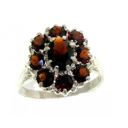 LetsBuyGold 925 Sterling Silver Real Genuine Garnet Womens Band Ring - Size 7