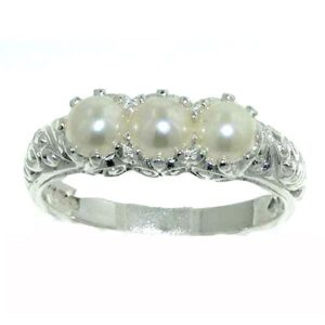 letsbuygold 925 sterling silver cultured pearl womens band ring - size 12