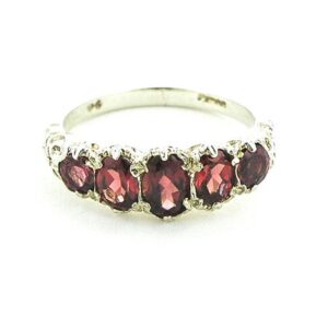 925 sterling silver natural garnet womens band ring - sizes 4 to 12 available