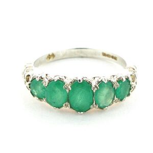 letsbuygold 925 sterling silver real genuine emerald womens band ring - size 7