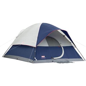 coleman elite sundome camping tent with led lights, weatherproof 6-person tent with included rainfly & frame that can withstand 35 mph winds, built-in led lighting system with 3 brightness settings