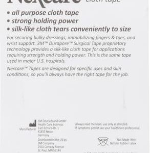 Nexcare Durable Cloth Tape, Woven Tape, Securely Holds Bulky Wound Dressing - 1 In x 10 Yds, 2 Rolls of Tape