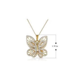 MORGAN & PAIGE Sterling Silver Butterfly Necklace, 18k Yellow Gold Plated Necklace with Diamond Accents, Filigree Butterfly Gold Necklace, Women's Gold Necklace for Sensitive Skin