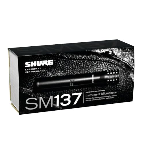 Shure SM137 Cardioid Condenser Microphone, Ultra-thin Diaphragm, Class-A Preamplifier, 15dB Pad, Low Self-Noise, XLR Connectivity, 20-Inch Microphone Cable, Mic Clip, Zippered Pouch