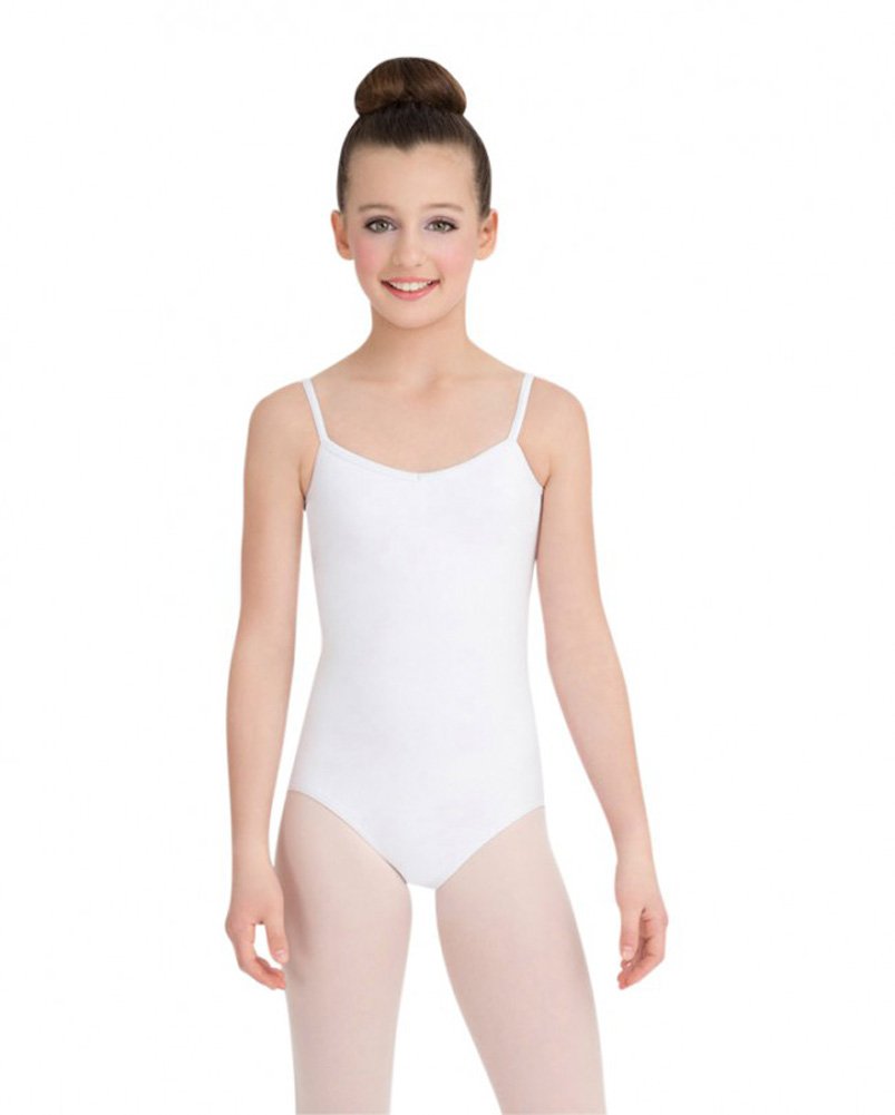 Capezio Girls V-Neck Camisole - Leotard, White, Medium US