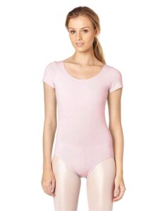 capezio women's classic short sleeve leotard,pink,small