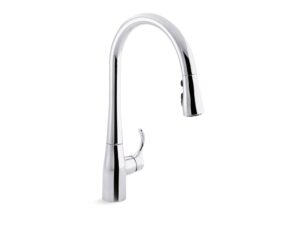 kohler simplice pull down kitchen faucet, 3-spray faucet, kitchen sink faucet with pull down sprayer, polished chrome, k-596-cp