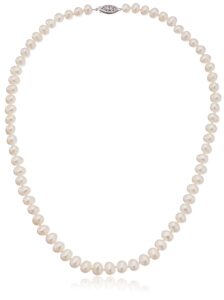 sterling silver white freshwater cultured a quality pearl necklace (6.5-7mm), 18"