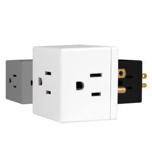 ge 3-outlet extender, grounded wall tap, adapter spaced, 3-prong, multiple plug, power splitter, cruise essentials, use for home office school dorm, ul listed, white, 58368