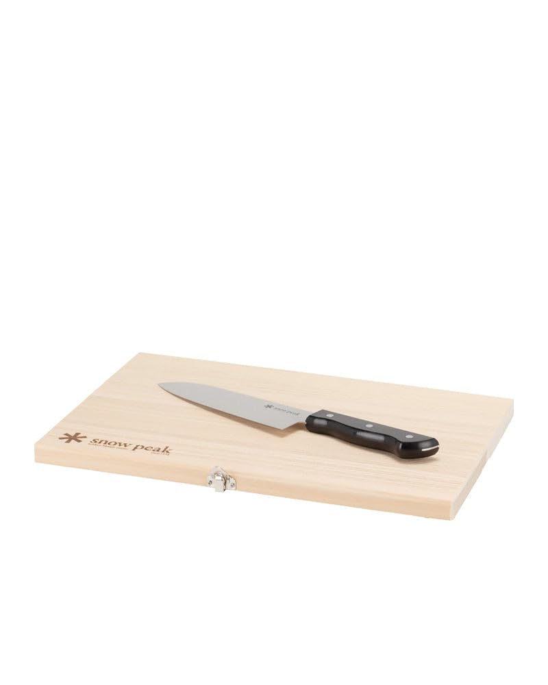 Snow Peak Folding Cutting Board and Knife Set, Chopping Block for Kitchen to Camp